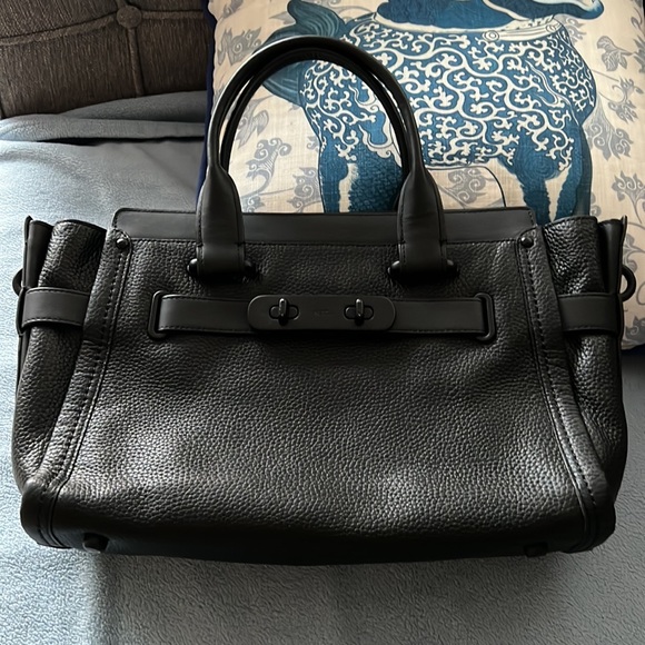 Coach | Bags | Coach Swagger Carryall Pebble Leather Matte Black | Poshmark